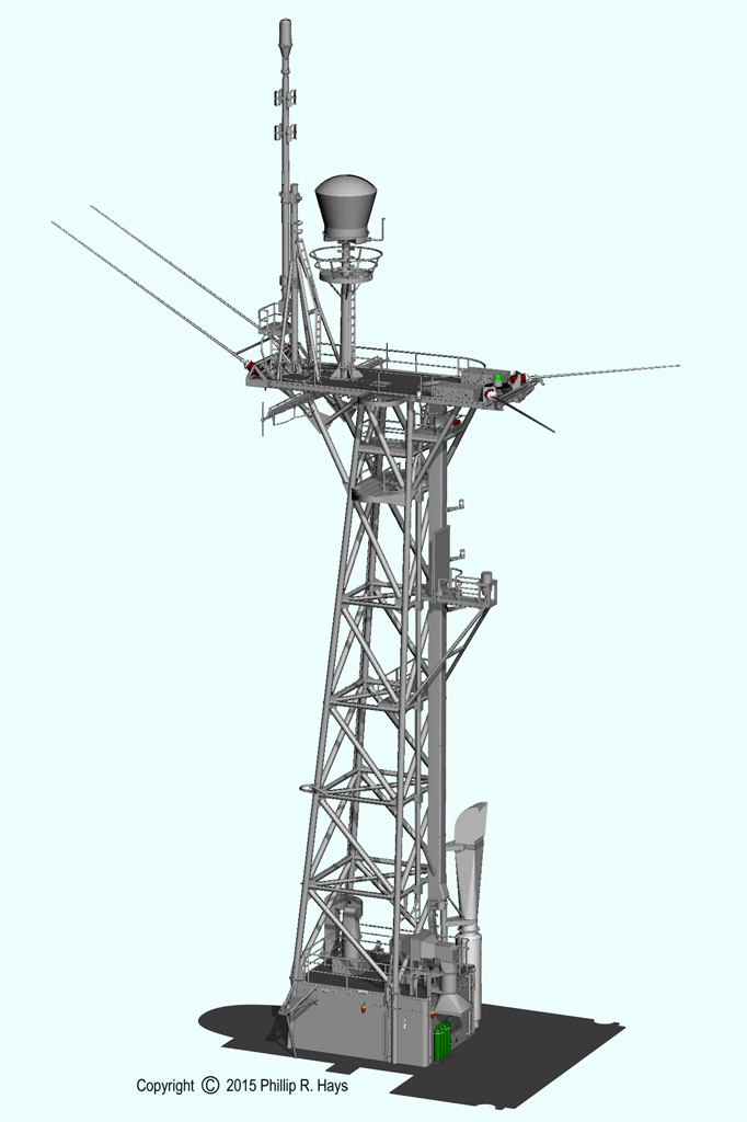 USS Oklahoma City CAD Model Radar Towers