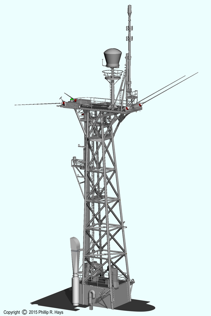 USS Oklahoma City CAD Model Radar Towers