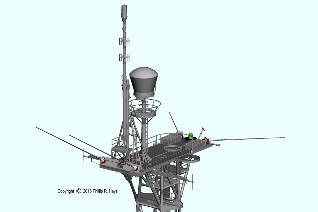 USS Oklahoma City CAD Model Radar Towers